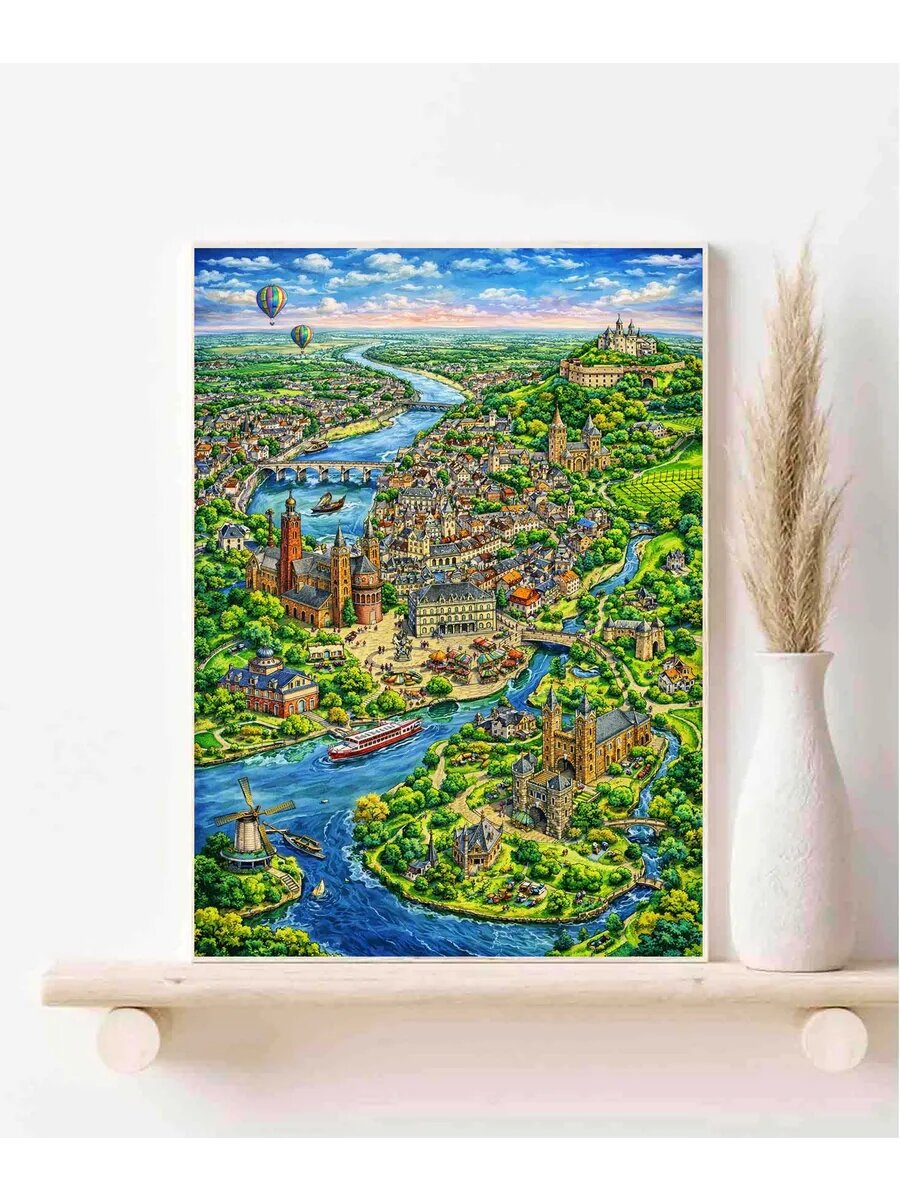 Маастрихт, Нидерланды, Fantasy Map, Карта, Плакат 30x42см