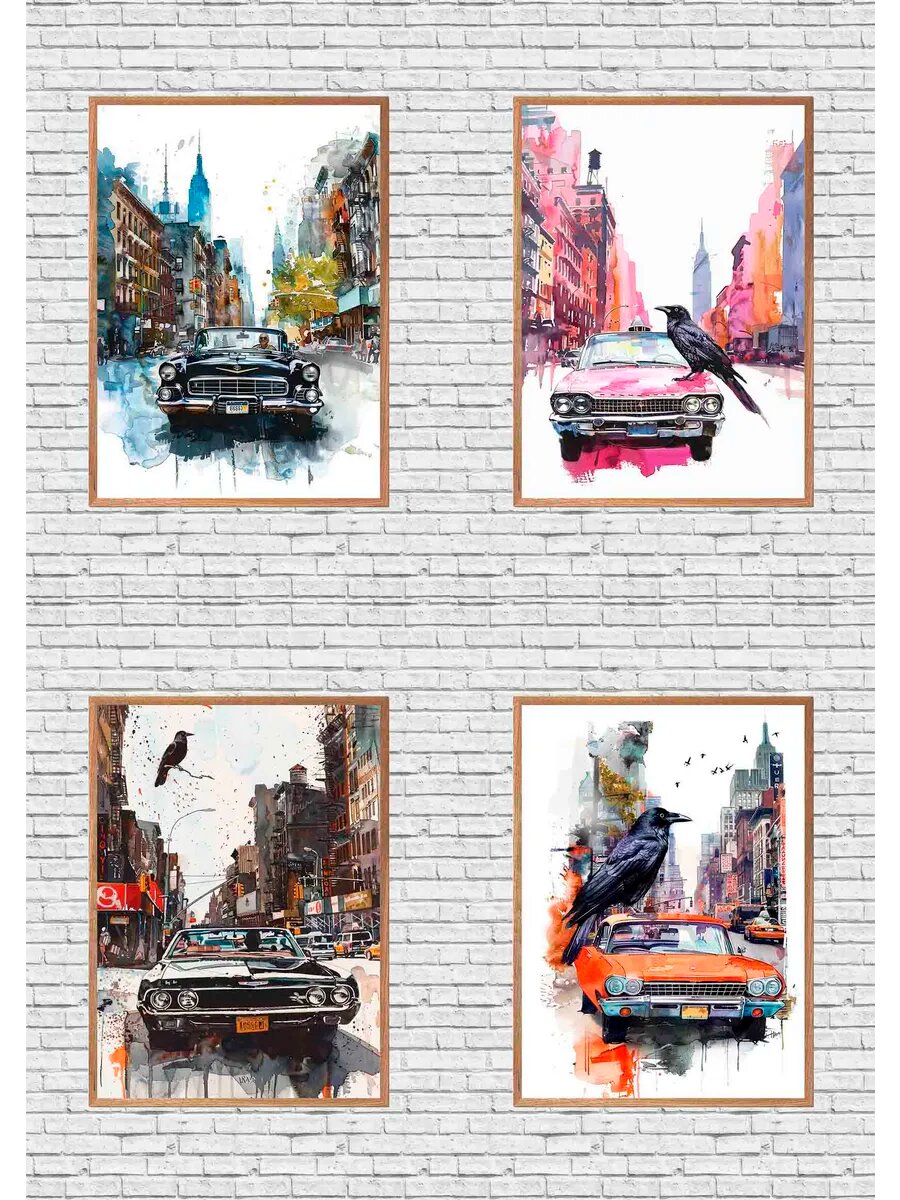 Ворона-птица-миллиардер, 4 Плаката, 30x21см