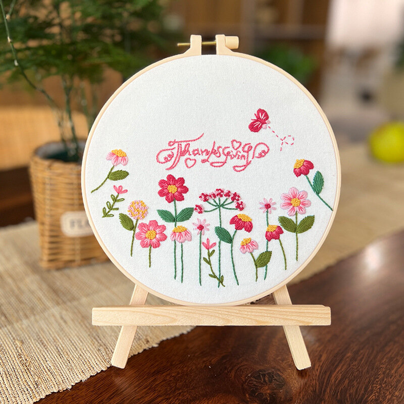 Благодарность 1 DIY вышивка с набором для холста с 20 см имитационной бамбуковой рамкой