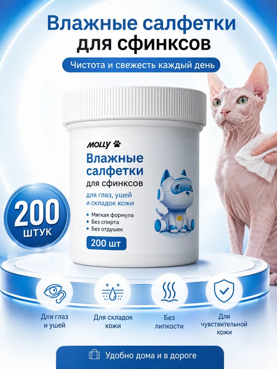 Салфетки для уборки сфинксов влажные