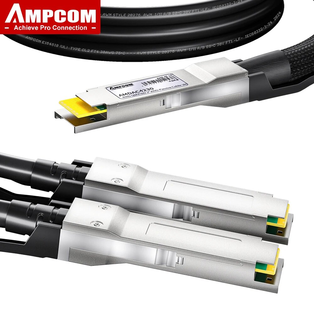AMPCOM 400G QSFP-DD до 2x 200G QSFP56 кабель 1 meter 30AWG