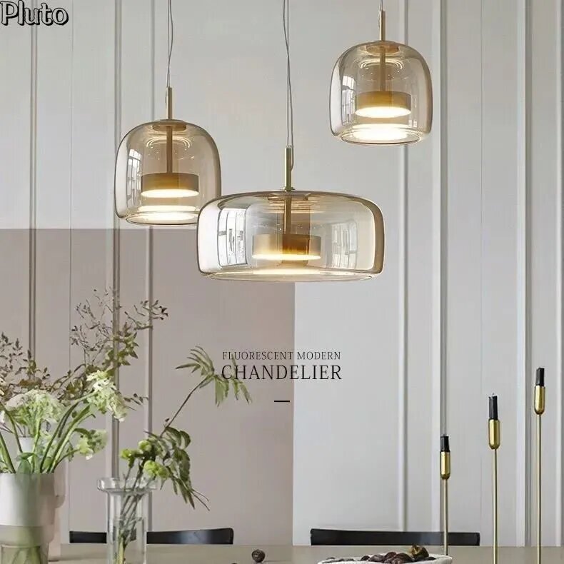 Люстра Pluto, LED, 20 Вт, стекло, металл, золотой/серый, теплый свет, 3000К, Ø33 см, H15 см — фото 1