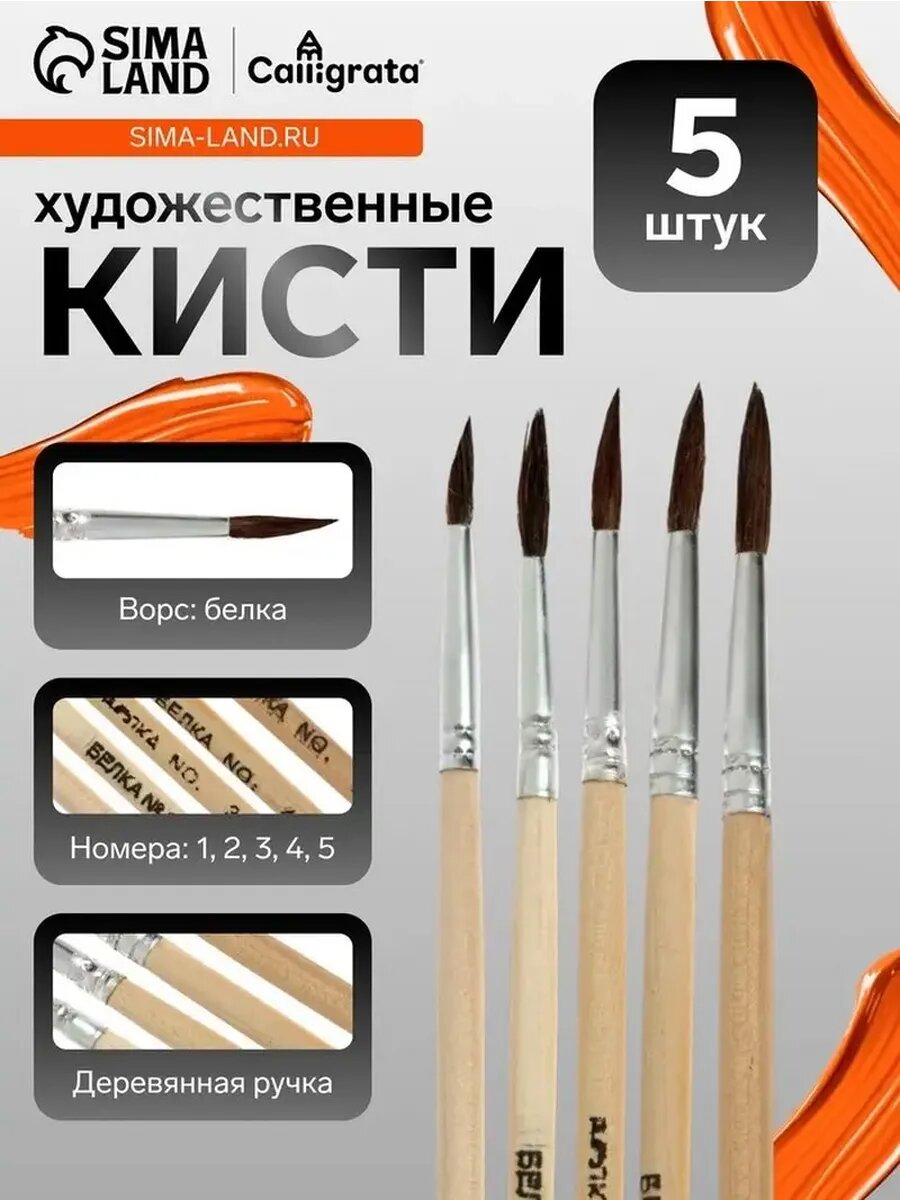 Комплект художественных кистей из белки