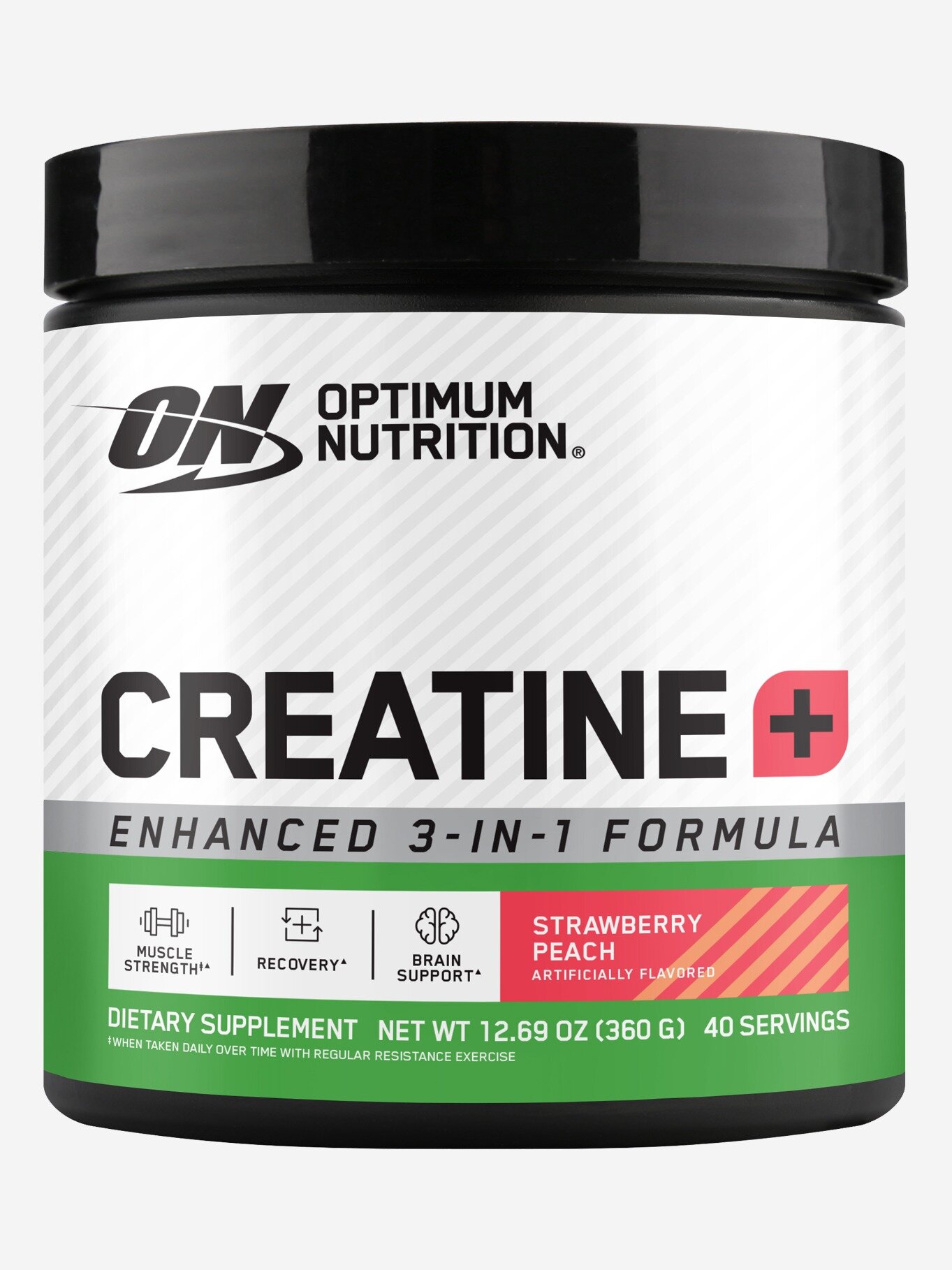 Креатин моногидрат Optimum Nutrition Creatine + 360 г, Клубника - персик