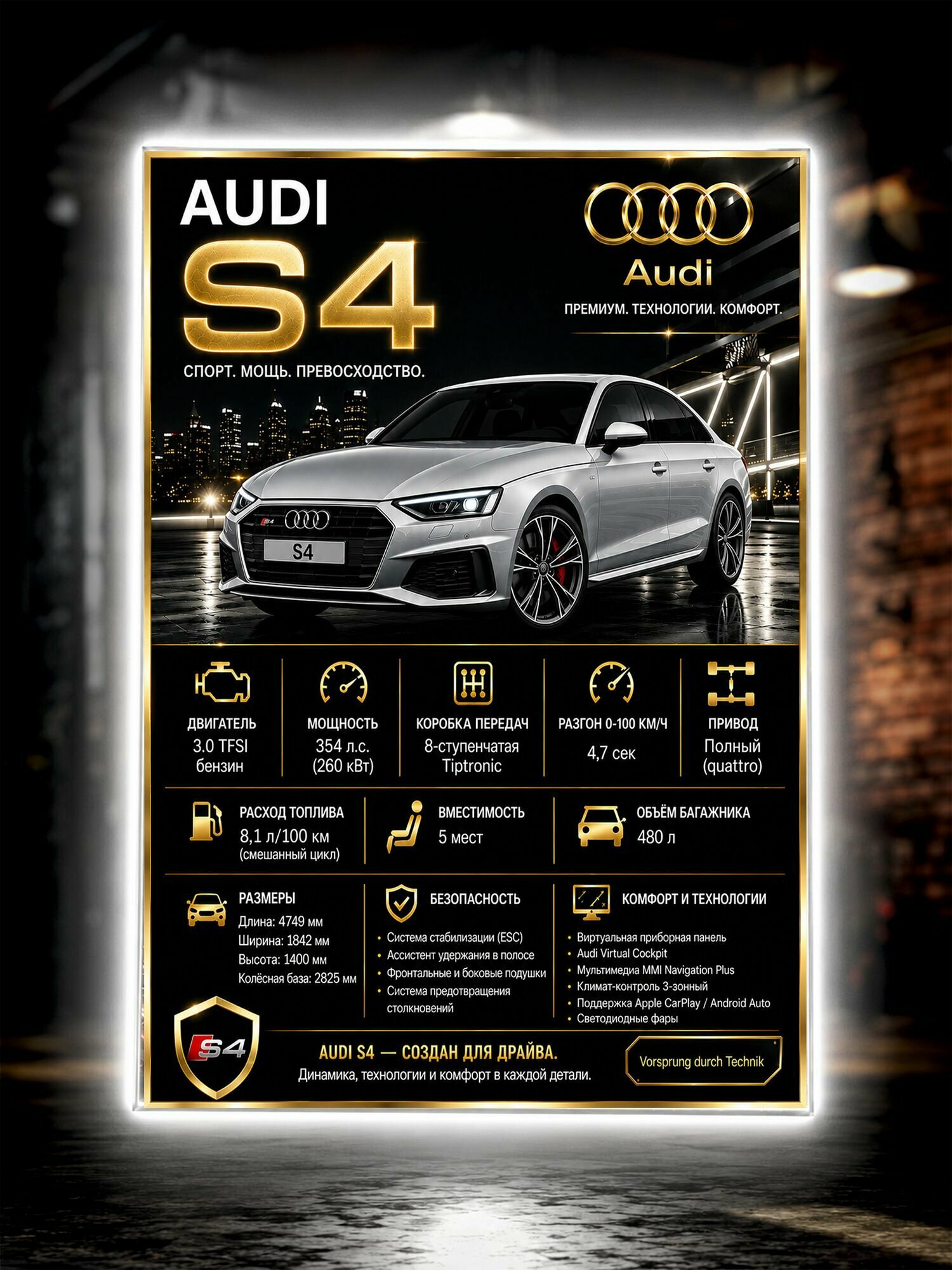 Постер + Рамка. " Audi S4 " — фото 1
