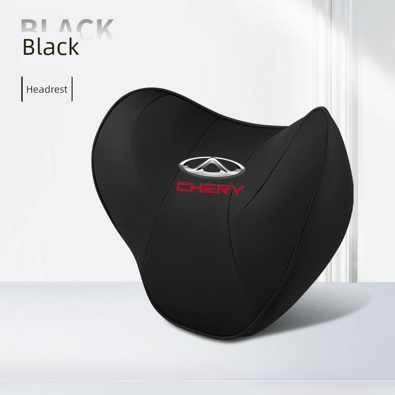 Подушка для головы автомобиля Chery Omoda 2022-2023, памятная пена непа кожа, черная, 1 шт