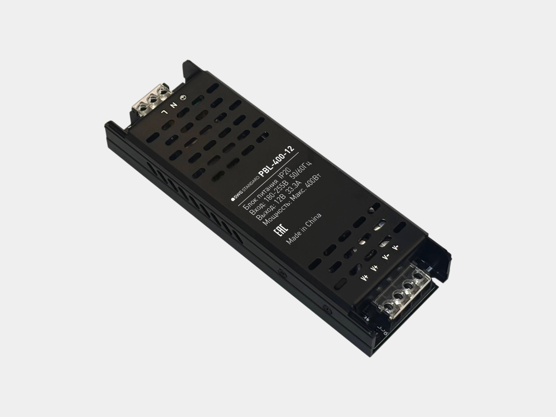 Блок питания черный IP20, PBL-400-12, 400Вт, 12В