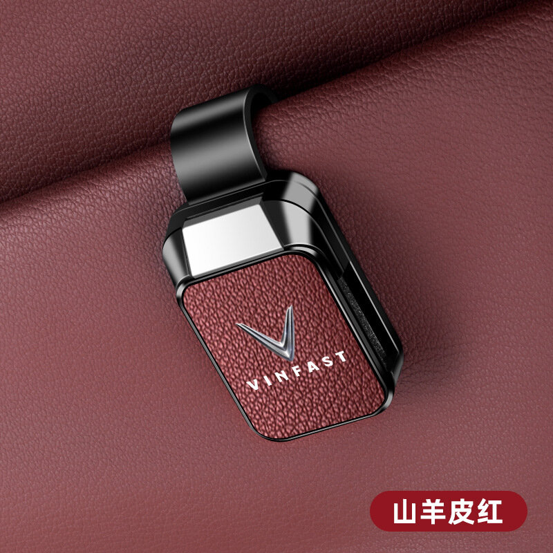 VINFAST Y001 автомобильный держатель для солнцезащитных очков из премиальной козьей кожи — красный