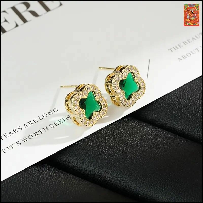 Серьги V-best, хрусталь, изумруд синтетический, green — фото 1
