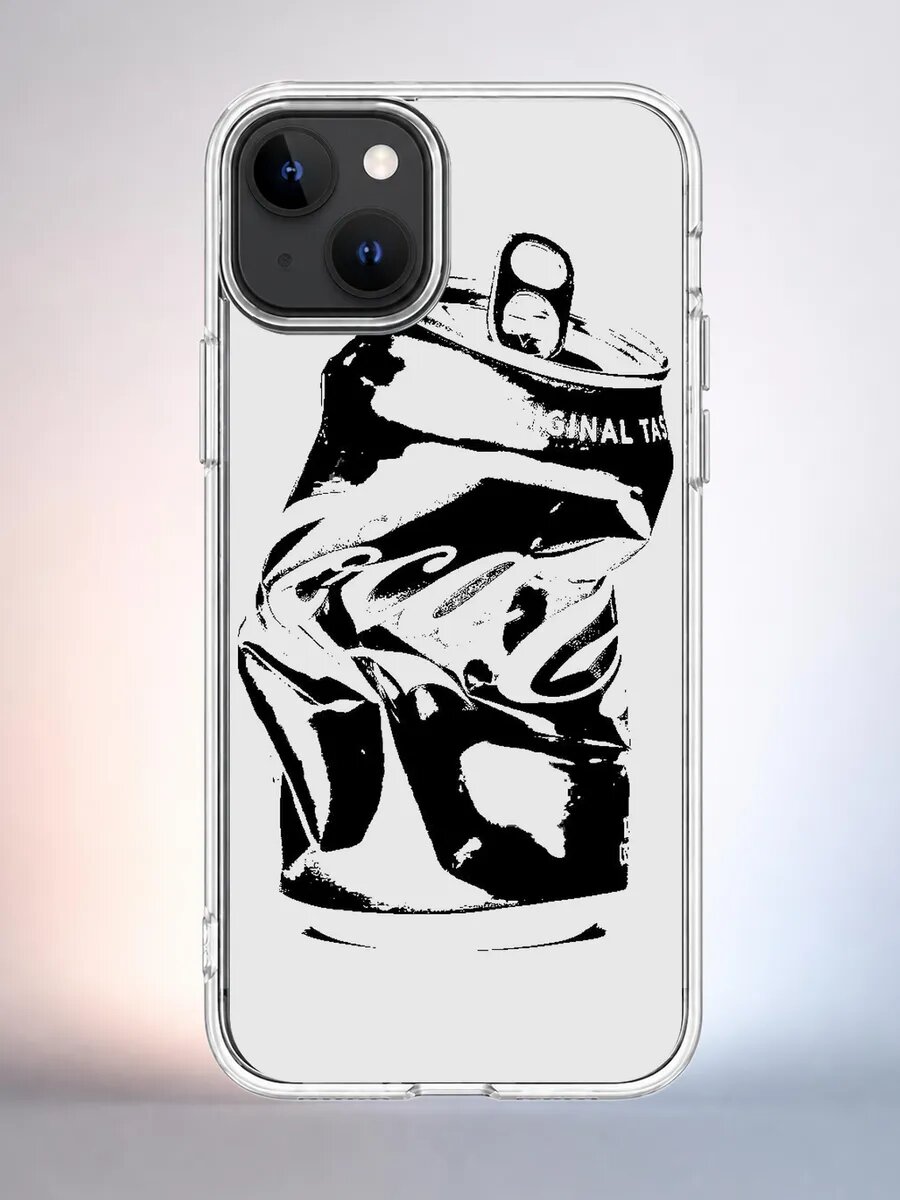 Чехол iPhone 14 мятая банка силиконовый прозрачный