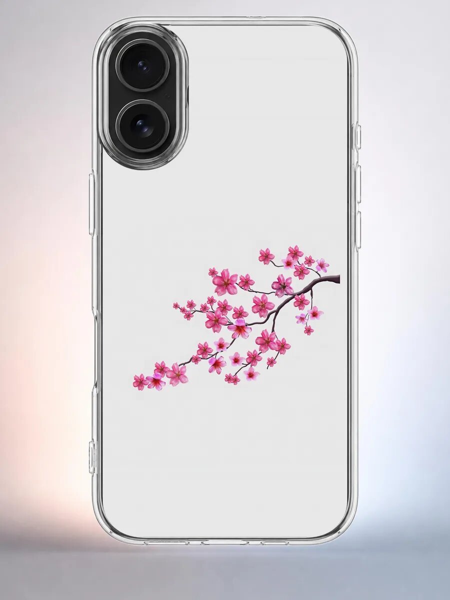 Чехол iPhone 16 сакура, акварель y2k Indie sleaze