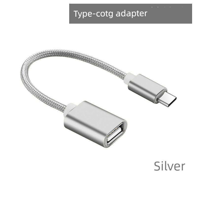 Серебристый USB-C OTG адаптер для всех смартфонов, совместимость с USB-накопителем, мышью и клавиатурой (портом Type-C)