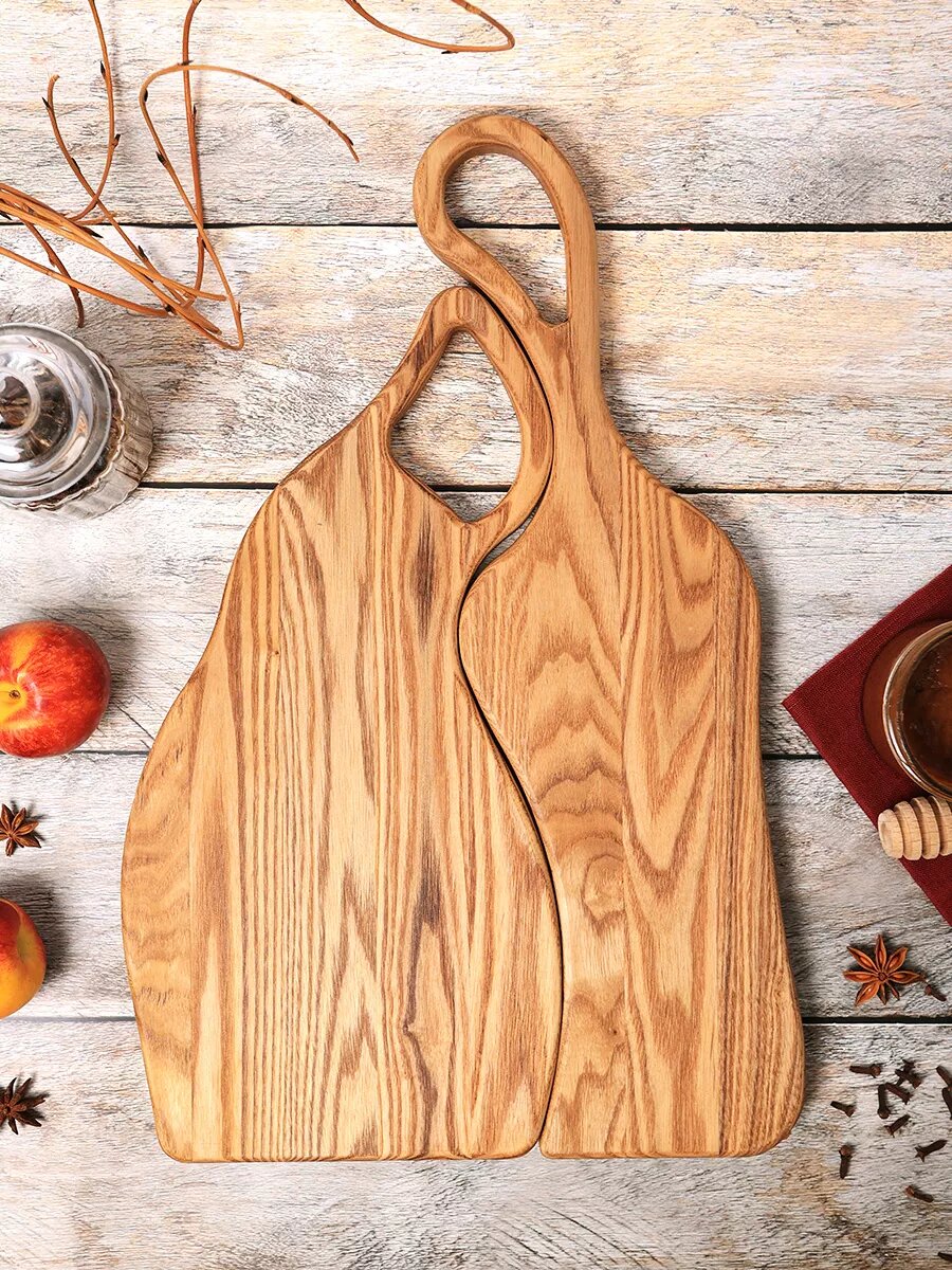 Разделочная доска Top Wooden Crafts, дерево, с ручками, бежевая