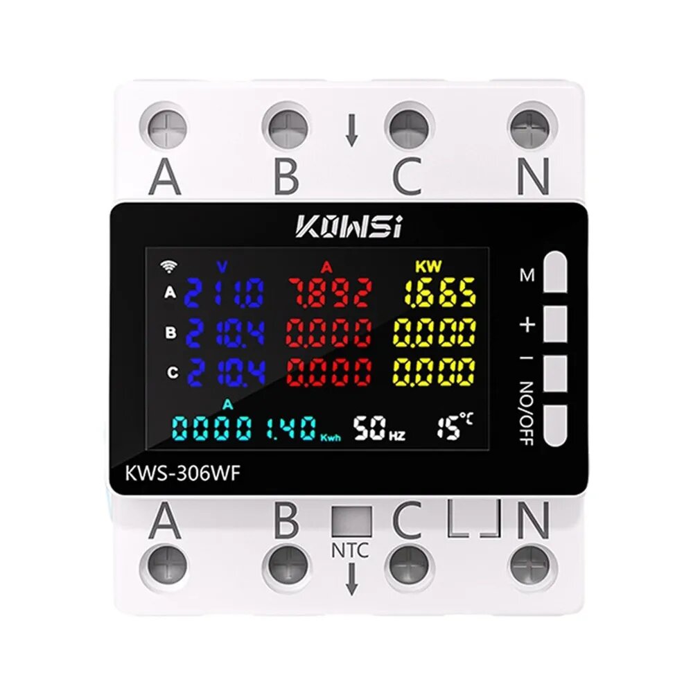 Tuya Wi-Fi Энергия Meter AC 85-290V Тока И Монитор Напряжения Реле 3 Фаза 4 Проволока DIN С ЖК-Цветовым Экраном