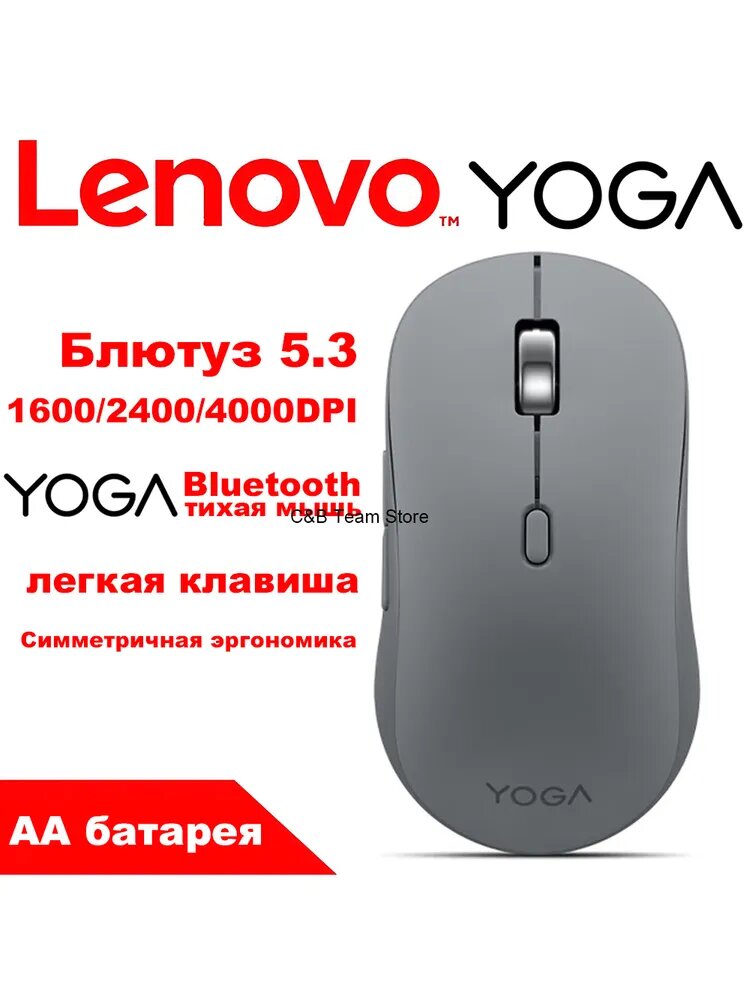 Lenovo Мышь беспроводная, серый