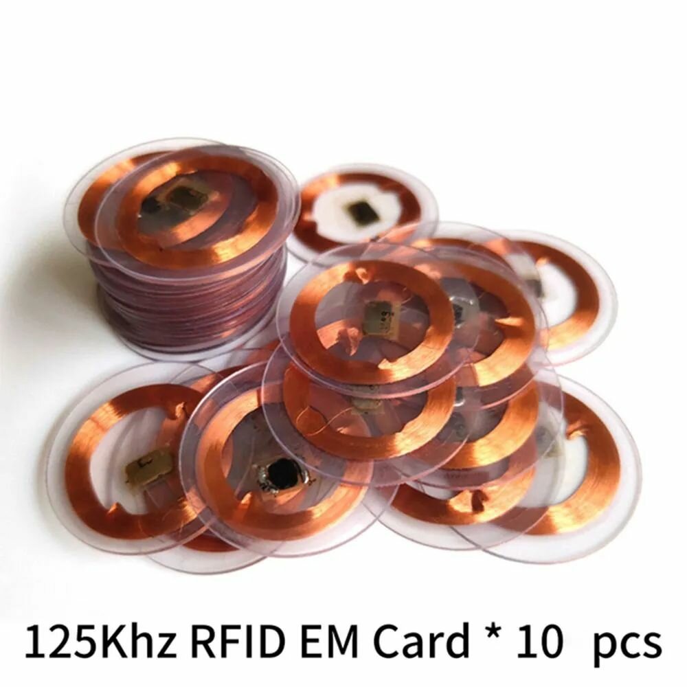 10 прозрачных RFID карт 125кГц EM4100 и 13,56МГц M1 для систем доступа