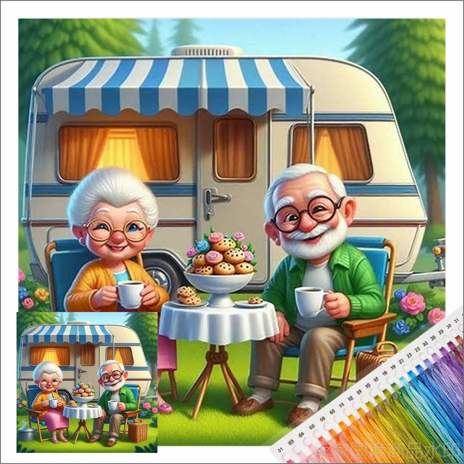 Крестиковый набор для вышивания Camper Coffee на хлопковой ткани 14CT, 30 30 см