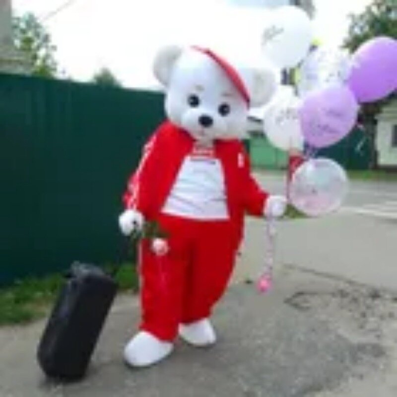 Карнавальный костюм, Ростовая кукла, белый мишка в спортивной одежде