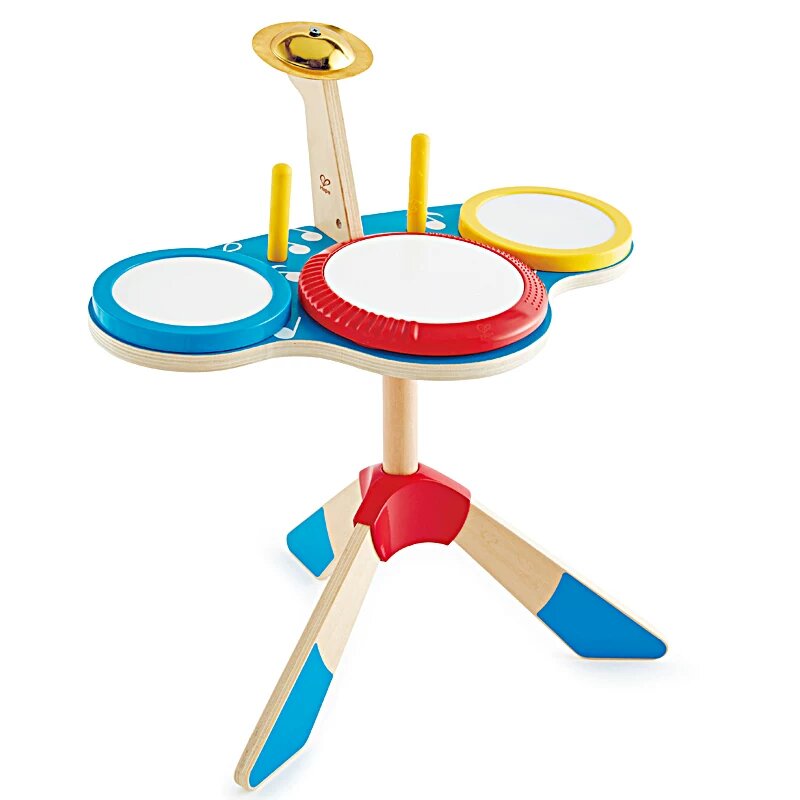Hape Тройной Динамический Барабан Набор Деревянная Образовательная Игрушка для Малышей 3+ Лет Девочки Мальчики Раннее