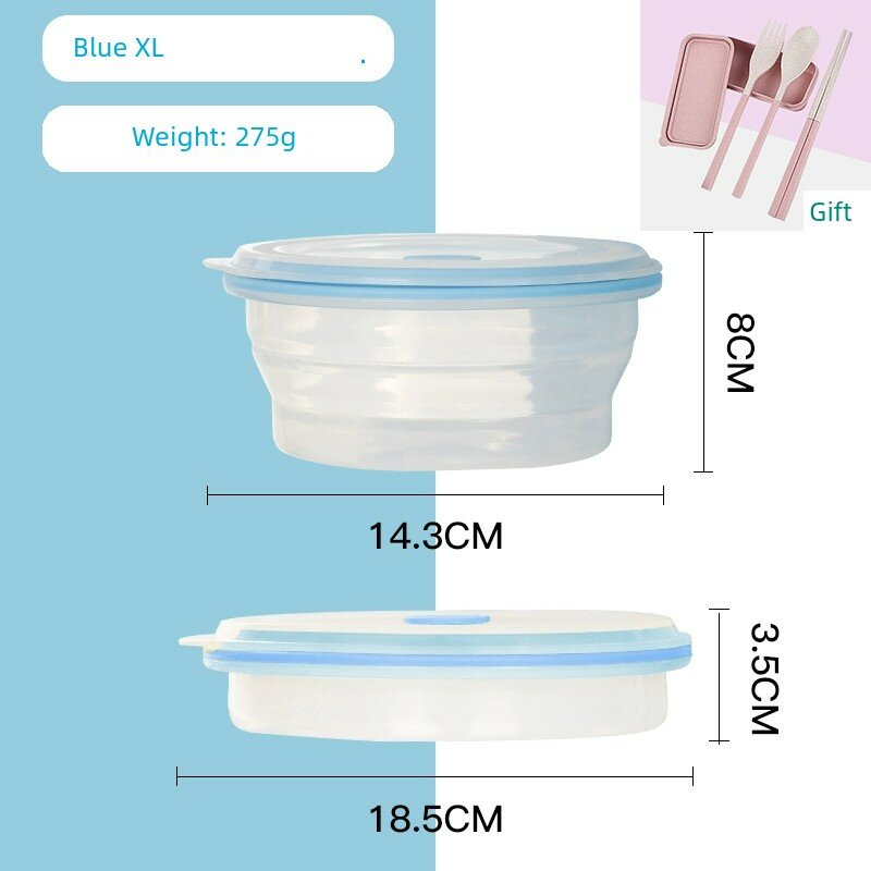 Силиконовый складной борос, небесно-голубой - легкий контейнер для еды в поездках