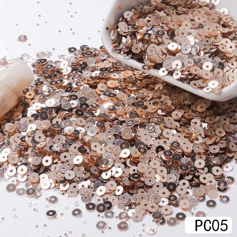 Пайетки прозрачные золотые и серебряные ПВХ 2/3/4/6 мм Коричневый, 6mm 10g 799pcs, PC05 Champagne