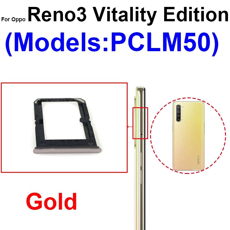 Лоток для SIM-карты для OPPO Reno 3 Reno 3Pro Reno 3 Vitality Edition гнездо для SIM-карты Micro SD кардридер держатель Слот Замена