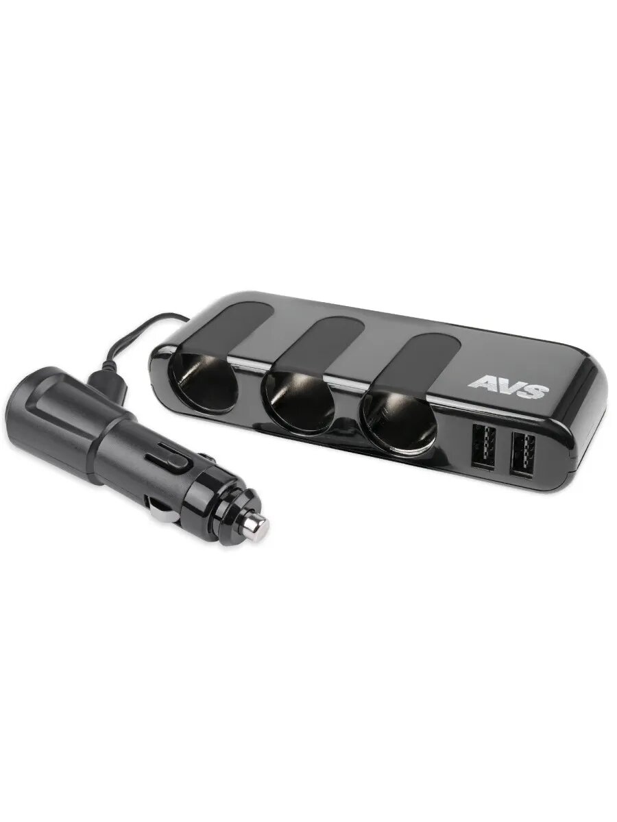 Прикуриватель 3 гнезда 12/24 В 2 USB светодиодная индикация