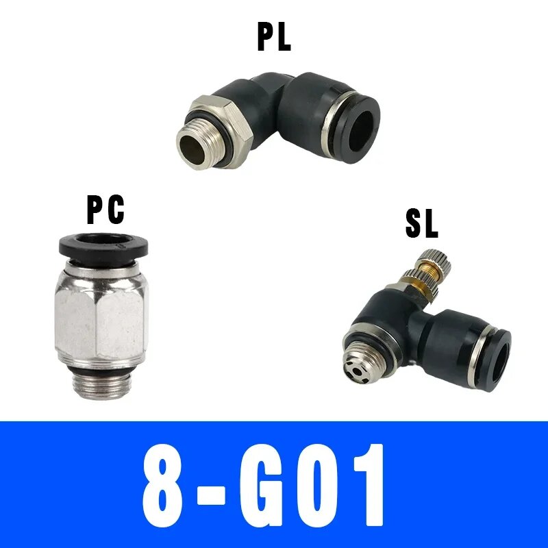 Пневматический фитинг PC PL SL G1/8 G1/4 G3/8 G1/2 PC, 8-01 (8mm-1l8)