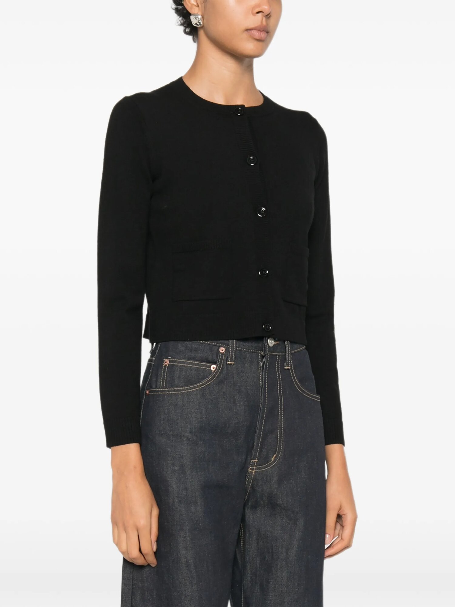 Кардиган iBlues Button-up patch-pocket cardigan, размер 46, black — фото 1