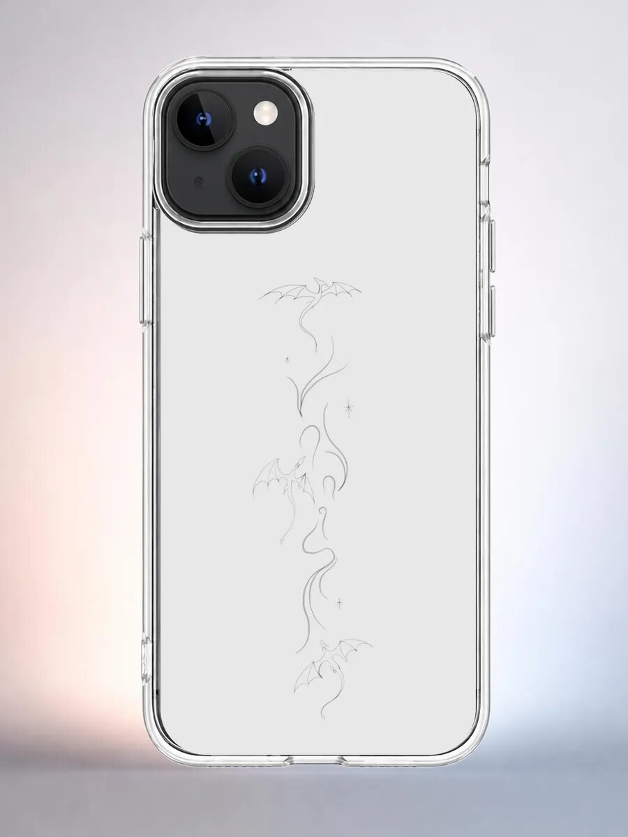 Чехол iPhone 13 драконы вертикаль силиконовый