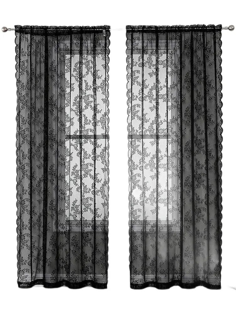 Тюль на завязках 150x300 см 1 шт черный