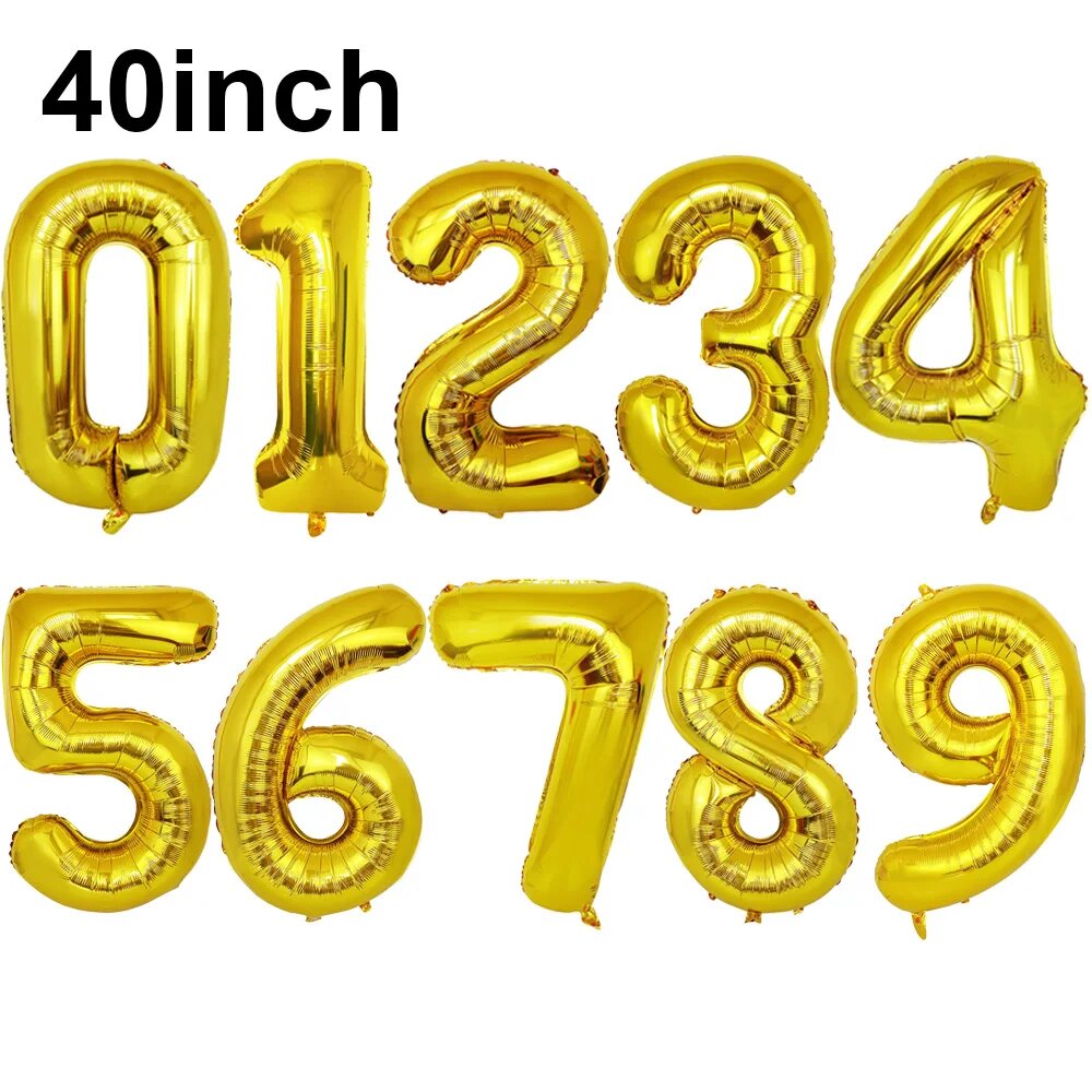 Золотой воздушный шар с цифрами Globo 40 дюймов 1pc, Number 2
