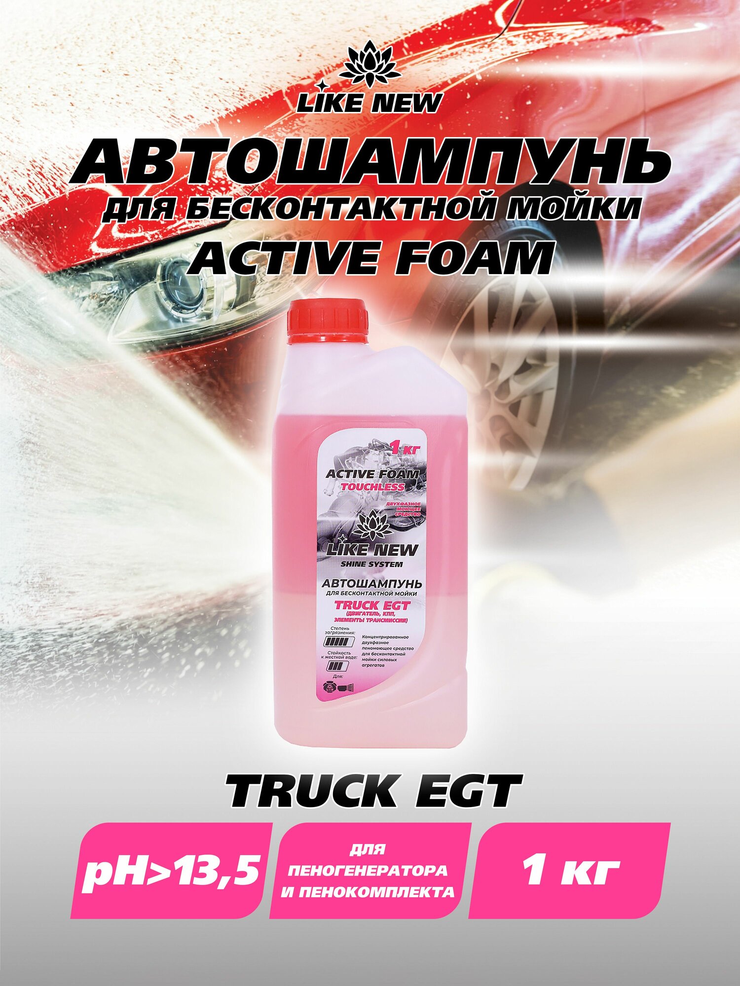 Автошампунь для бесконтактной мойки LIKE NEW ACTIVE FOAM TRUCK (агрегат), 1 кг