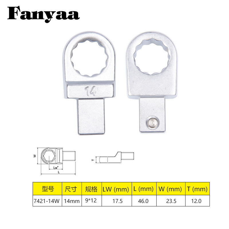 Fanyaa 9x12мм Сменная Гекс Головка для Торк-Ключа - 14мм, Профессиональный Авто-Инструмент