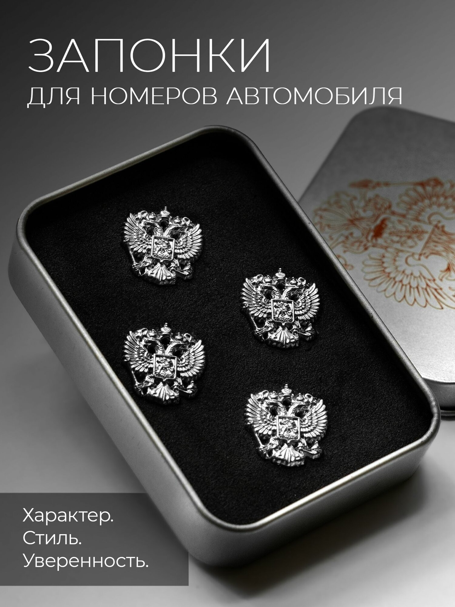 Автозапонки для крепления номеров автомобиля к рамке, цвета серебро