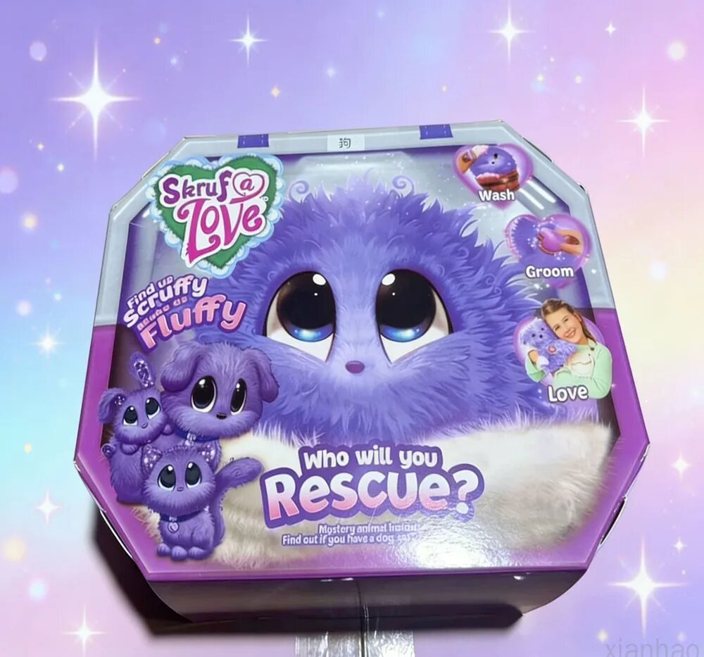 Мягкая и пушистая игрушка Scruff A Luvs Surprise для купания, кошка, собака, заяц, наполненная, для детей, фиолетового цвета.