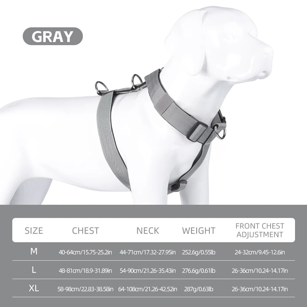 Регулируемая шлейка для собак Серый, L, Grey
