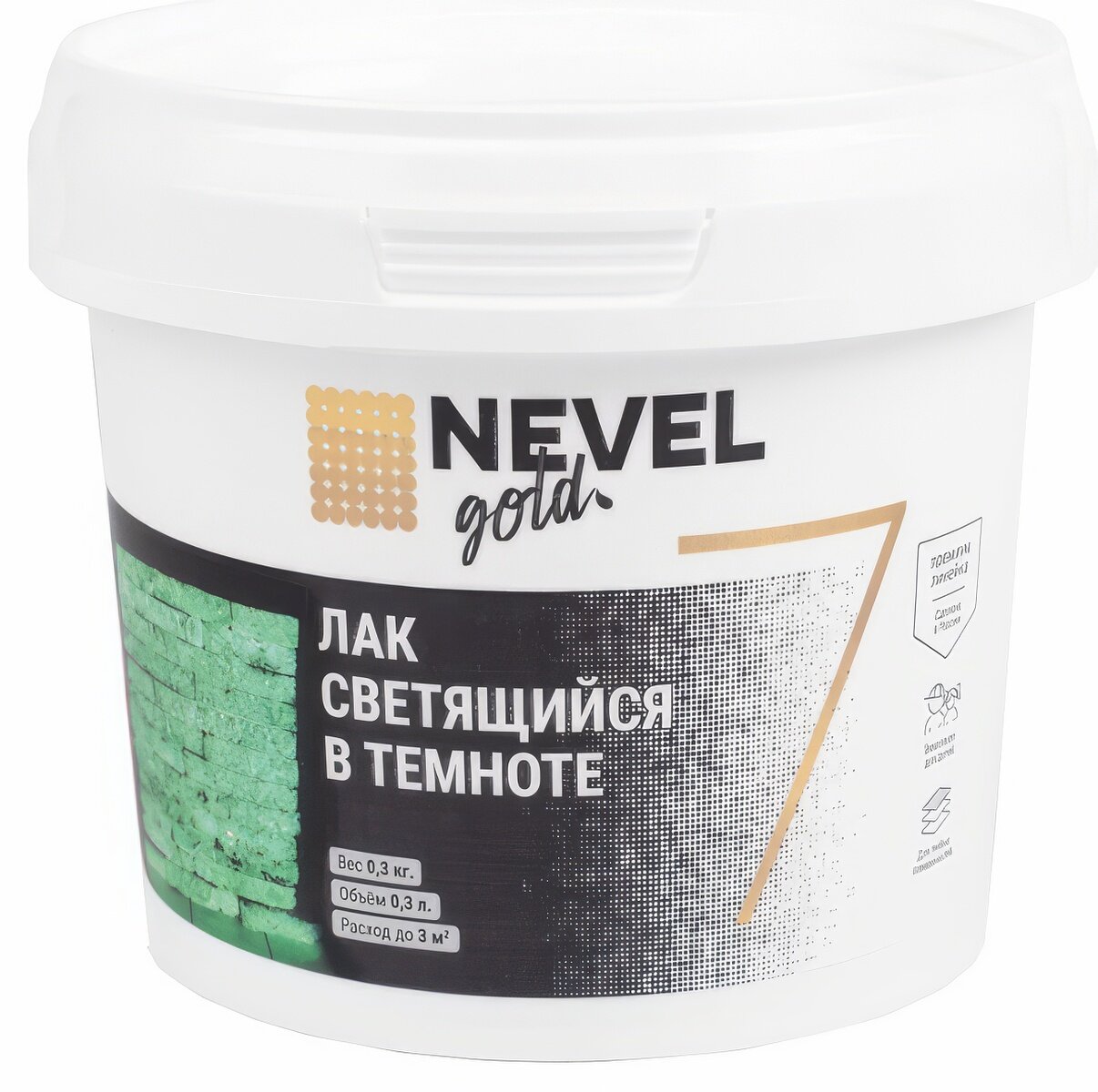 Лак в/д NEVEL GOLD светящийся в темноте 300гр прозрачный
