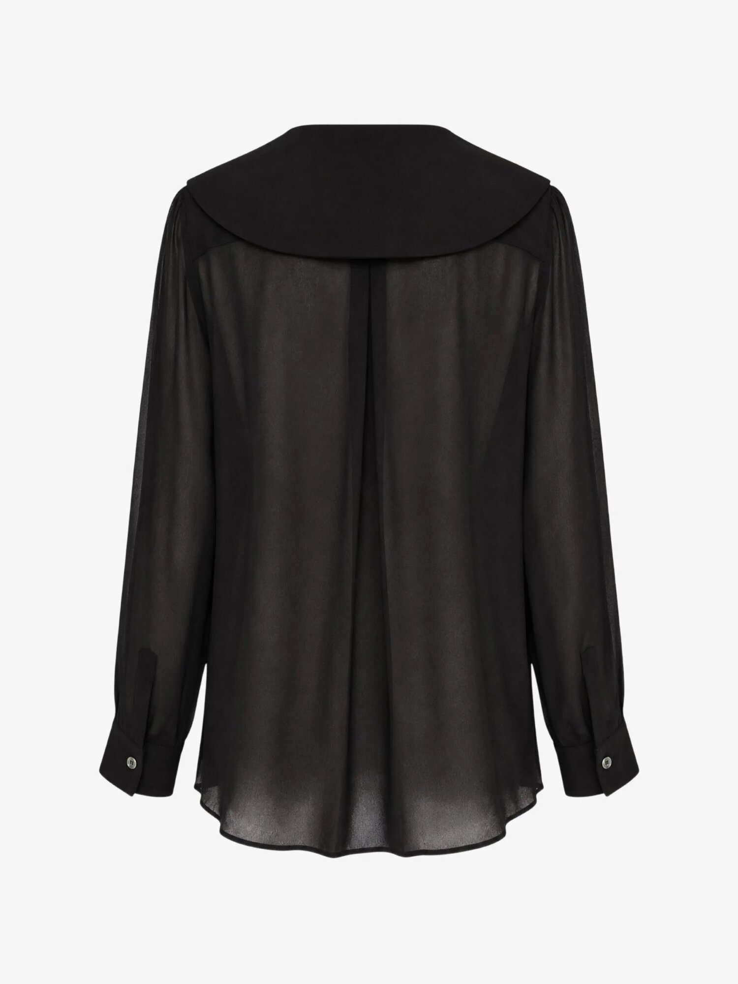 Блуза COMME des GARCONS Sheer oversized-collar blouse, размер 40, черный — фото 1