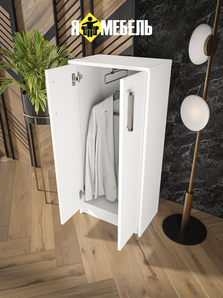 Шкаф для одежды распашной, LOFT 52, размер: 50х115 см, ЛДСП, Белый — фото 1