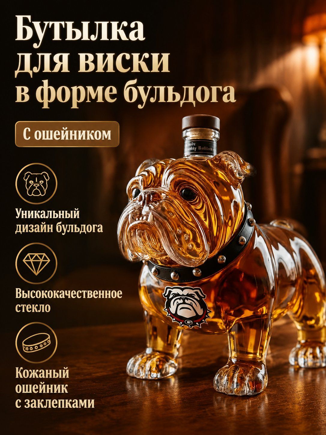 Бутылка Funny French Bulldog Whiskey Bottle 0.3004 л 1 шт