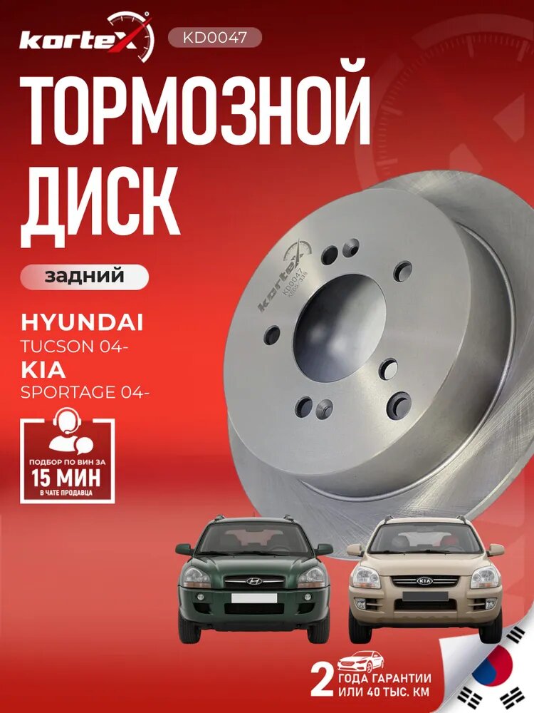 Диск тормозной Kortex для HYUNDAI TUCSON / KIA SPORTAGE 04- задний (d-284mm)