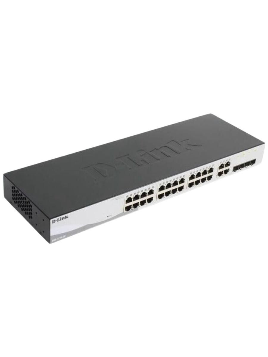Коммутатор D-Link DGS-1210-28/F3A, SFP, RJ-45, 24 порта, 56 Гбит/с, Combo, управляемый, чёрный