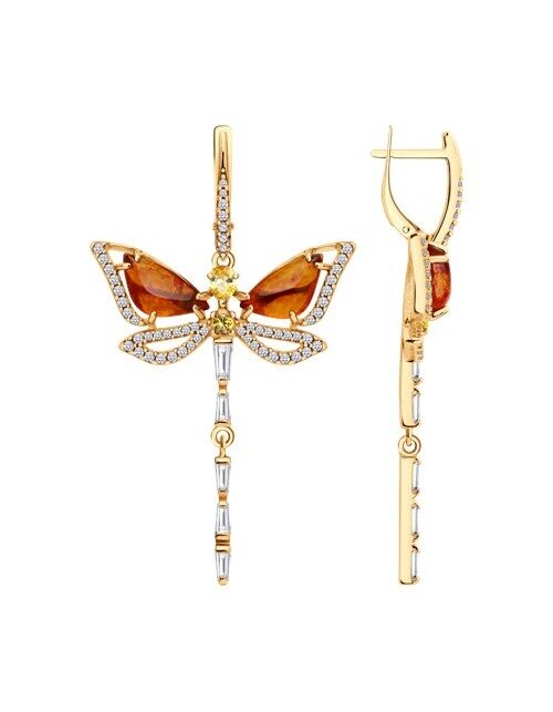Серьги серебро, 925 проба, золочение