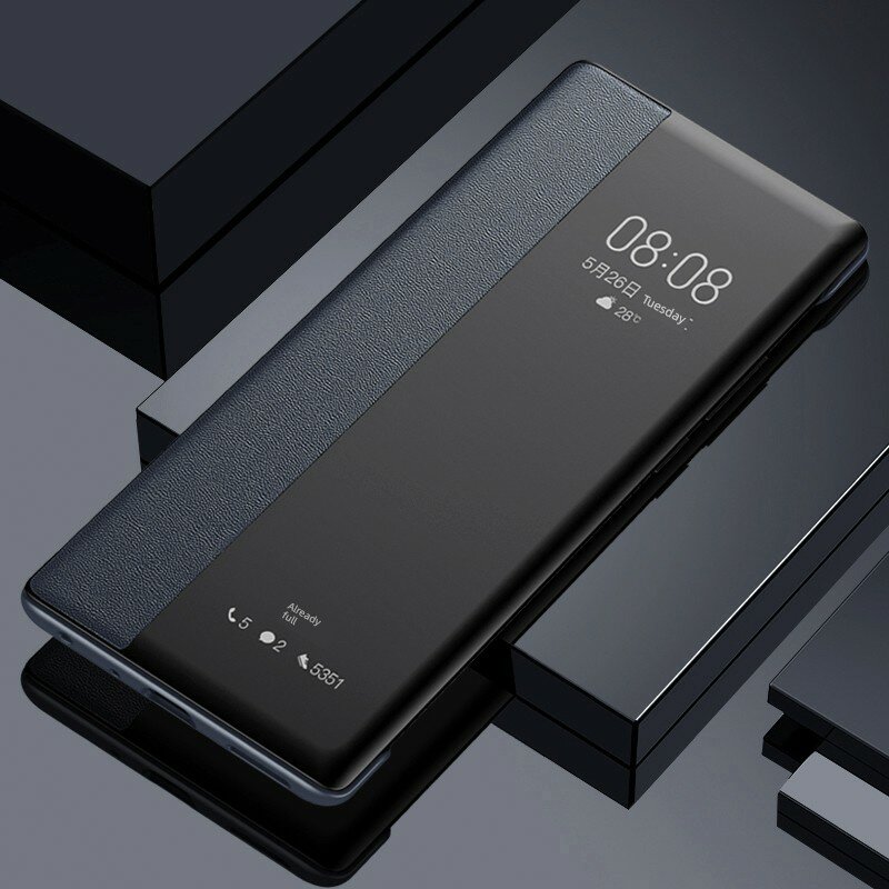 Huawei Mate 40 RS Porsche Design Складной чехол с окном и функцией сна/пробуждения, черный - включает защитные пленки
