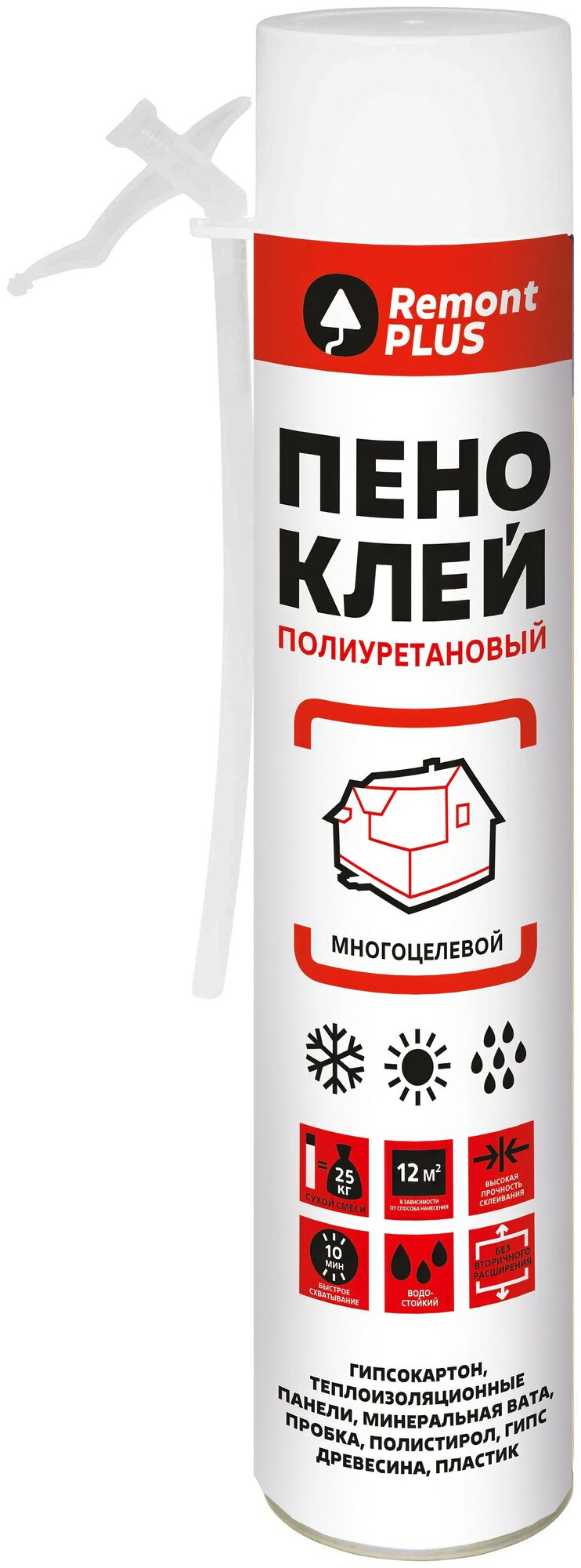 Клей-пена монтажный Remont PLUS Бытовой для различных поверхностей 750 мл