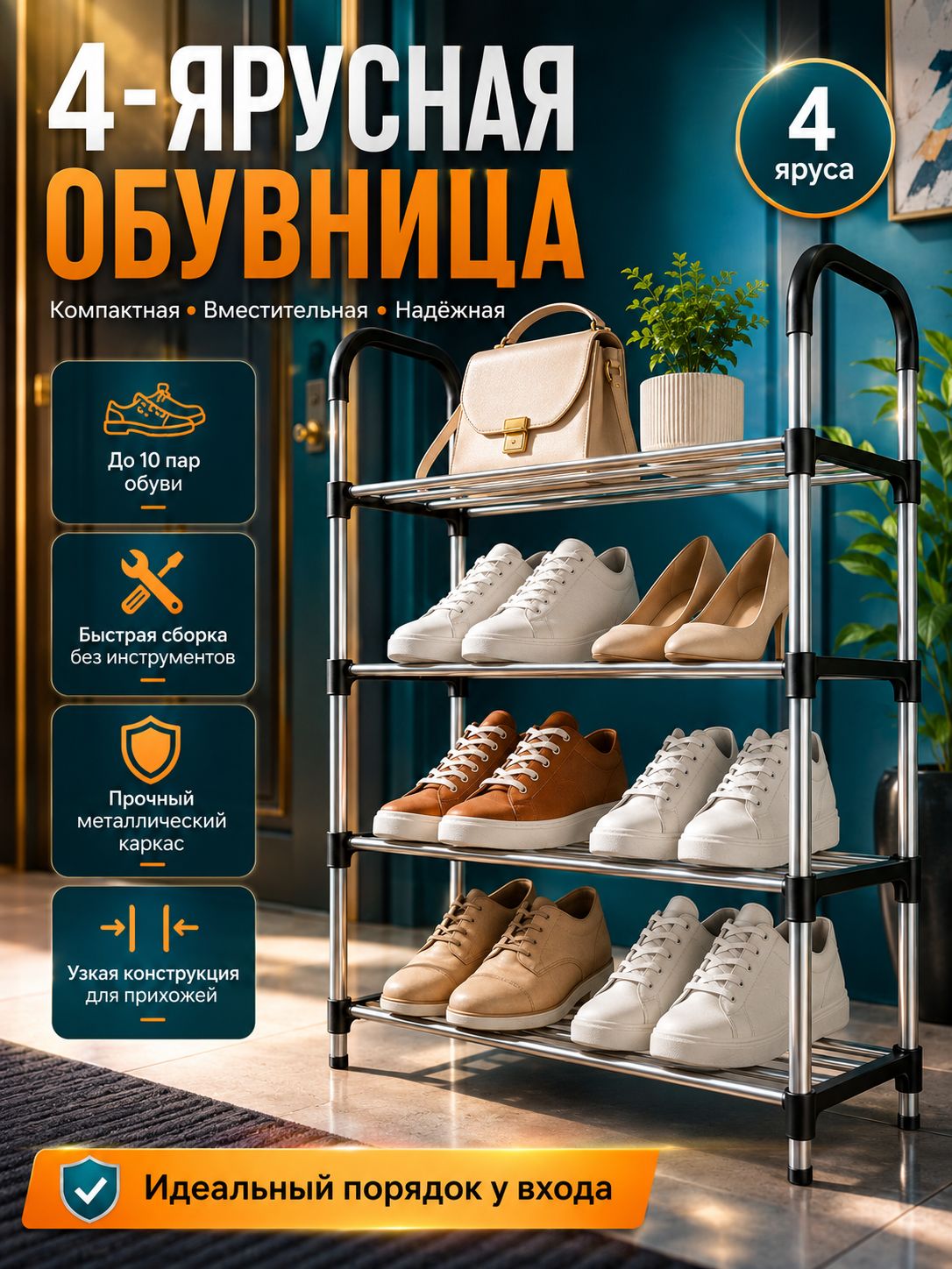 Обувница, Полипропилен, 54х31х80 см