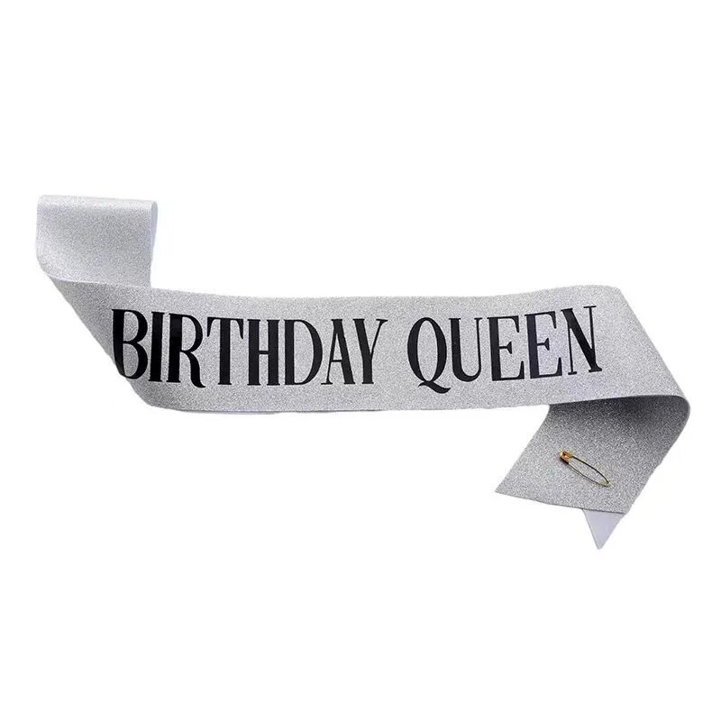 Лента для именинницы на День рождения с булавкой - Birthday Queen украшение для вечеринки или праздничной фотосессии