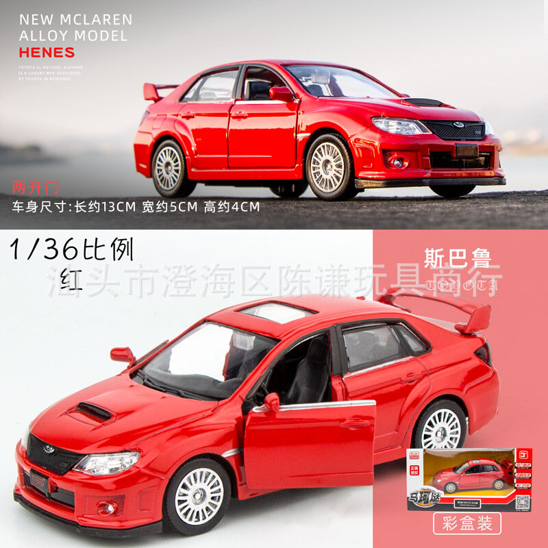 Алюминиевая модель автомобиля Subaru WRX STI, красная, масштаб 1:43, коллекционная игрушка для взрослых и детей
