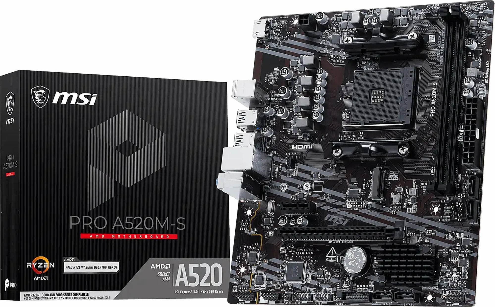 Материнская плата MSI PRO A520M-S (AM4, mATX)